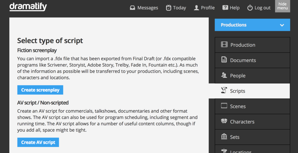 Working with AV scripts - Dramatify