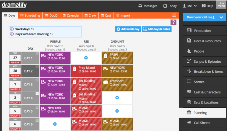 Planning and scheduling your TV or film production