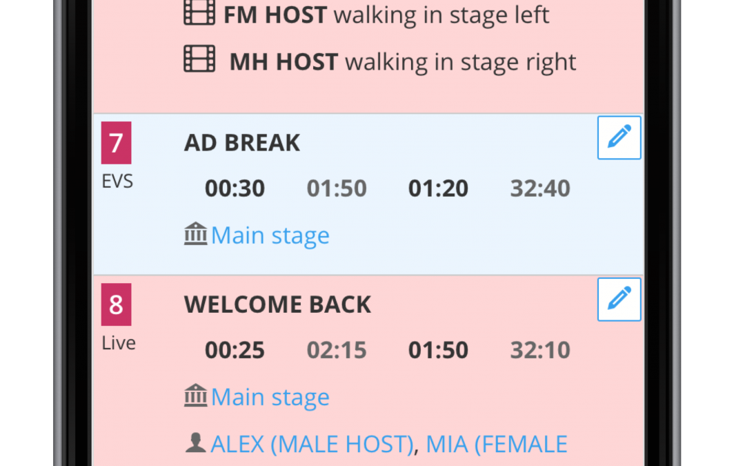 Multi-camera script & rundown • Dramatify