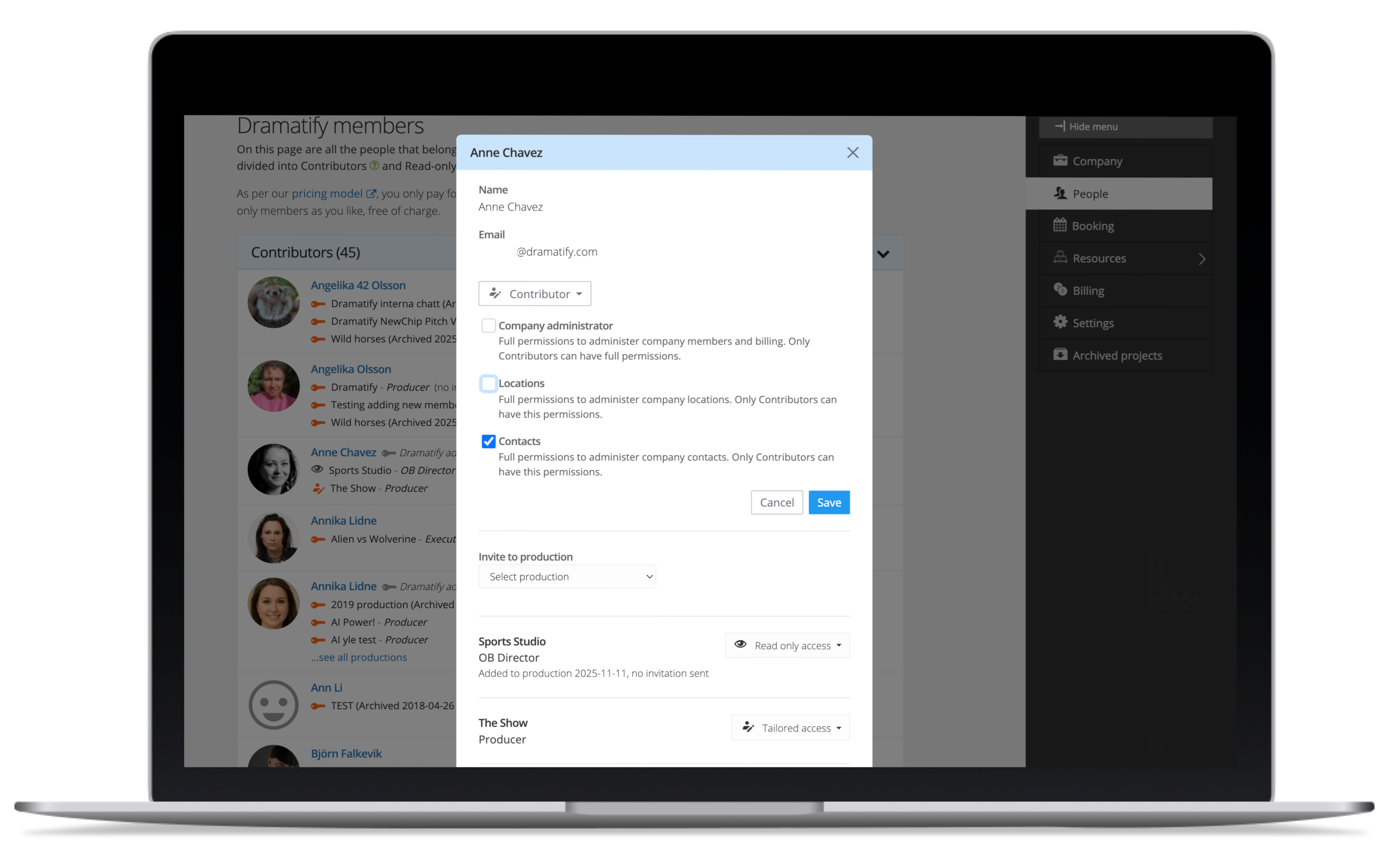 Powerful production contact management software